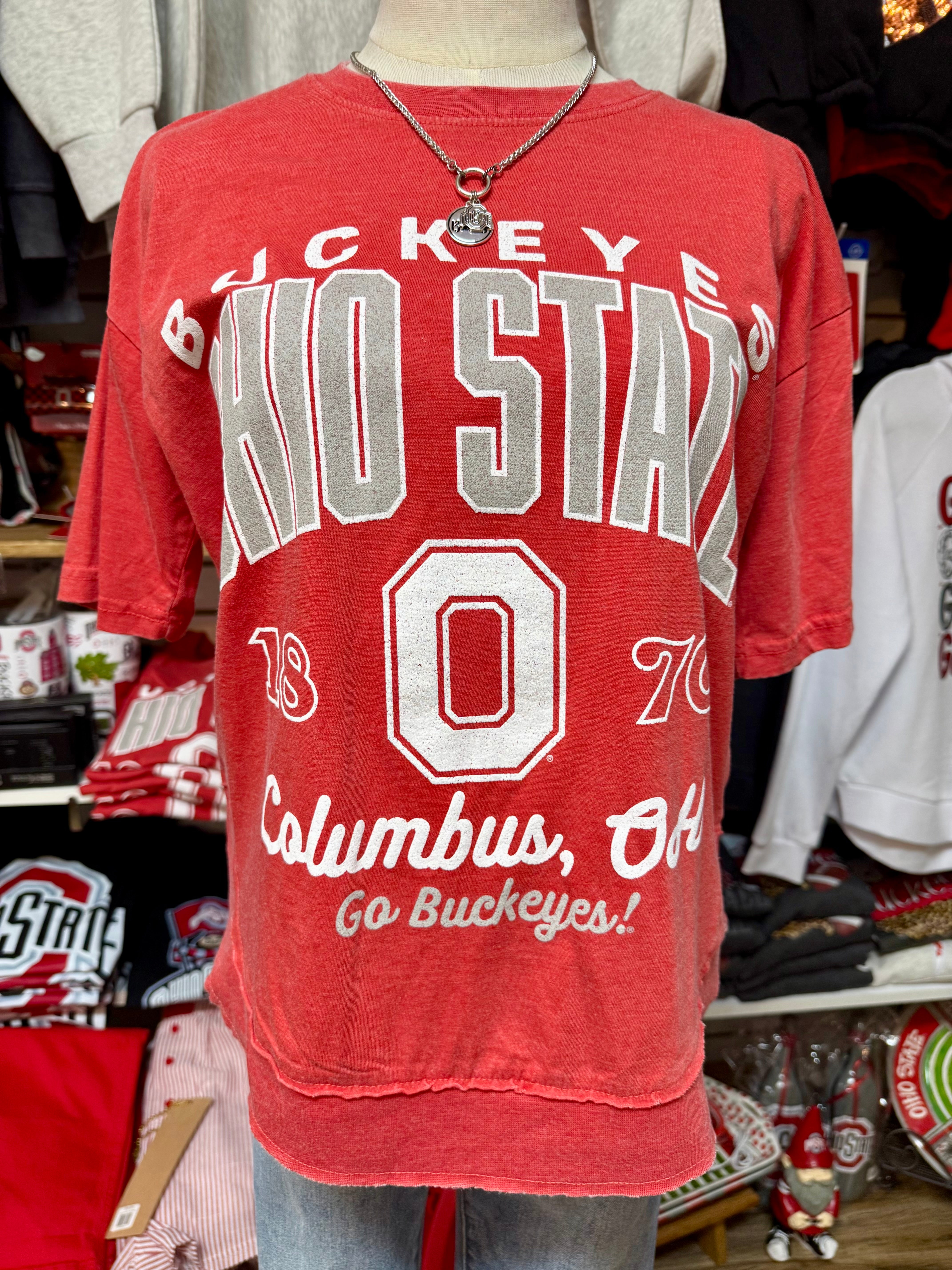 Ohio State Buckeyes Short Sleeve Oversized Top - Scarlet – Andrea's ...