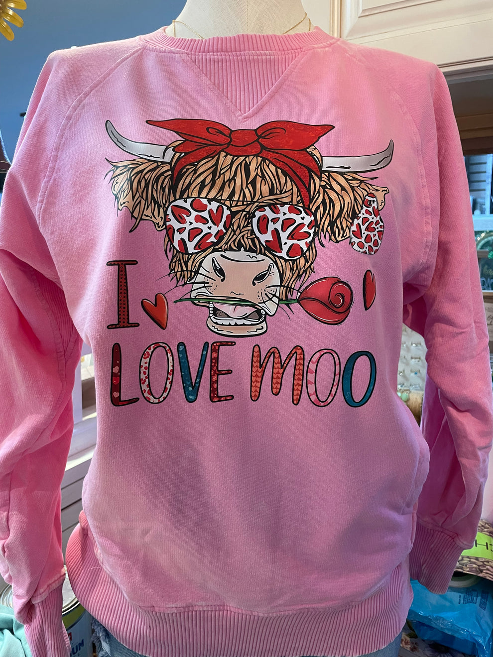I Love Moo Pink Sweatshirt – Andrea's Schnuck Store